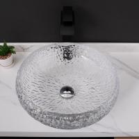 China Ball Shape Round Bowl Bathroom Sink Vessel 170mm Crystal Clear Countertop Mounted for sale