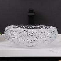China Ball Shape Round Bowl Bathroom Sink Vessel 170mm Crystal Clear Countertop Mounted for sale