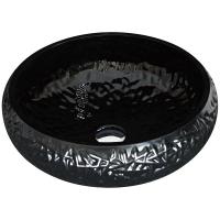 China 440mm Height Black Bathroom Vessel Sink Round Lacquered Exterior Crystal Ball Shape for sale