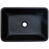 China Frosted Crystal Stone Bathroom Wash Basins Rectangular Black Matte Vessel Sink for sale