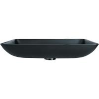 China Acid Matt Bathroom Wash Basins Black Round Tempered Glass Vessel Sink for sale