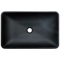 China Acid Matt Bathroom Wash Basins Black Round Tempered Glass Vessel Sink for sale