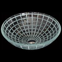 China Tempered Glass Wash Basin Bowl 420mm Length Round Glass Vessel Vanity Sink for sale