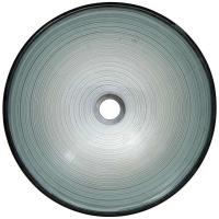 China Silver Tempered Glass Sink Vessel Brushed Line With Foil 420 * 420 * 145mm for sale