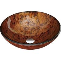 China Red Round Glass Bathroom Sink Textured Exterior Hand Drawing With Foil for sale