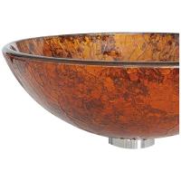 China Red Round Glass Bathroom Sink Textured Exterior Hand Drawing With Foil for sale