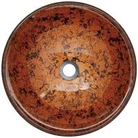 China Red Round Glass Bathroom Sink Textured Exterior Hand Drawing With Foil for sale