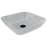 China 400mm Length Countertop Vanity Sinks Crystal Clear Glass Vessel Diamond Square for sale