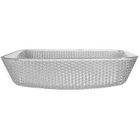 China 400mm Length Countertop Vanity Sinks Crystal Clear Glass Vessel Diamond Square for sale
