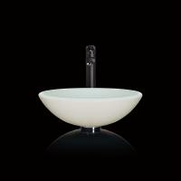 China White Tempered Glass Basin Bowl Deep Countertop 380mm Length 132mm Height Round for sale
