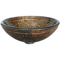 China Brown Tempered Glass Sink Vanity Round 45mm 12mm Bathroom Countertop for sale