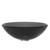 China Circular Countertop Wash Basin Handmade Tempered Glass Gray Vessel Bathroom Sink for sale