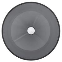 China Circular Countertop Wash Basin Handmade Tempered Glass Gray Vessel Bathroom Sink for sale