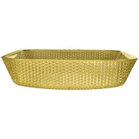 China Chromed Countertop Vanity Sinks Square Glass Vessel Crystal Luxury Gold Color for sale