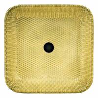 China Chromed Countertop Vanity Sinks Square Glass Vessel Crystal Luxury Gold Color for sale