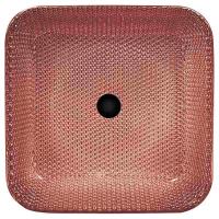 China Electroplated Countertop Vanity Sinks Glass Square Vessel Shinning Copper Color Modern for sale