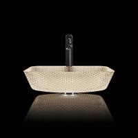 China 400mm Length Countertop Vanity Sinks Bathroom Square Vessel 105mm for sale