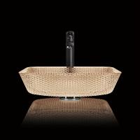 China 105mm Height Modern Hand Wash Sink Lacquered Light Tea Color Square Counter Top Basins for sale