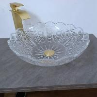 China Antique Glass Wash Basin Bowl Round Counter Top Italian Design Artistic for sale