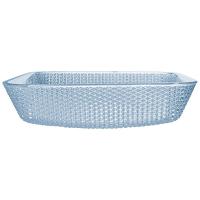 China Water Blue Square Vessel Bathroom Sink Glass Crystal Hand Wash for sale