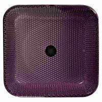China Smooth Countertop Vanity Sinks Diamond Purple Crystal 12mm Square Glass Bathroom Sinks for sale