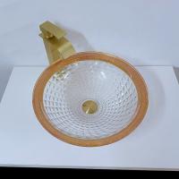 China Gold Edge Colorful Wash Basin 450mm Diamond Deep Vessel Cone Shape Elegant for sale