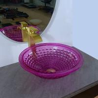 China Crystal Glass 12mm Purple Glass Sink Bowl For Restroom 140mm Height Modern for sale