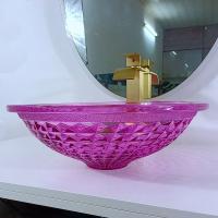 China Crystal Glass 12mm Purple Glass Sink Bowl For Restroom 140mm Height Modern for sale