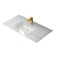 China Customized Bathroom Tempered Glass Sink Vanity Single Or Double Vessel Sink Countertop for sale