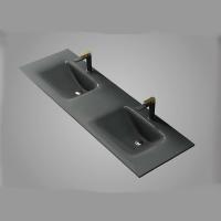 China Cabinet Tempered Glass Sink Funnel Shape Brass Drain Bathroom Vanity Countertop With Sink for sale