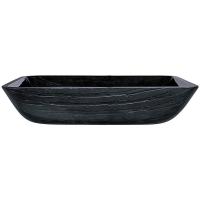 China Rectangular Tempered Glass Sink Vessel Bathroom CNC Engraving Hot Melt for sale