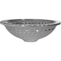 China Silver Funnel Shaped Crystal Wash Basins Chromed Etched Glass Vessel Sinks for sale