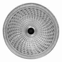 China Silver Funnel Shaped Crystal Wash Basins Chromed Etched Glass Vessel Sinks for sale