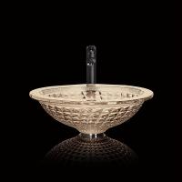 China Champagne Crystal Wash Basins Circular Wash Hand Home Bathroom Funnel Shape for sale