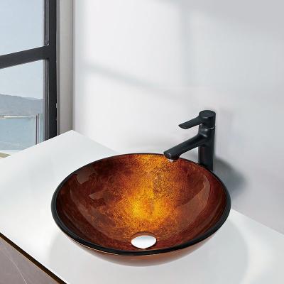 China 145mm Tempered Glass Sink Bathroom Countertop No Hole Scratch Resistance With Foil for sale