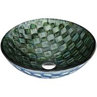 China Round Tempered Glass Sink Bowl Hand Drawing Hot Melt Circular Vessel Bathroom Sink for sale
