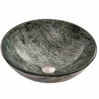China Engraving Round Table Top Wash Basin Black Bathroom Sink Hand Drawing for sale