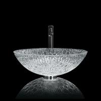 China Round Hotel Crystal Wash Basins 130mm Artistic Glass Vessel Sink Bowl For Home Bathroom for sale