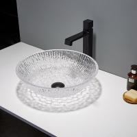 China Round Hotel Crystal Wash Basins 130mm Artistic Glass Vessel Sink Bowl For Home Bathroom for sale