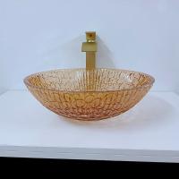 China Custom Glass Shallow Round Vessel Sink Large Modern Round Crystal for sale