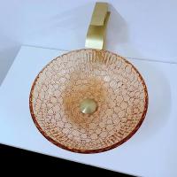 China Custom Glass Shallow Round Vessel Sink Large Modern Round Crystal for sale