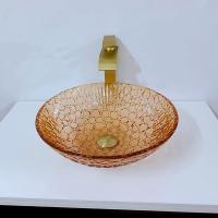 China Custom Glass Shallow Round Vessel Sink Large Modern Round Crystal for sale