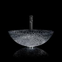 China Lacquered Corner Cabinet Crystal Wash Basins Black Round Modern Designed for sale