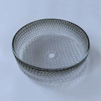 China Round Bathroom Vanity Bowls Clear And Black Edge Beveled Drain Hole for sale