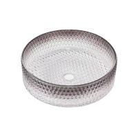China Round Bathroom Vanity Bowls Clear And Black Edge Beveled Drain Hole for sale