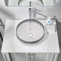 China Round Bathroom Vanity Bowls Clear And Black Edge Beveled Drain Hole for sale