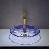 China Modern Faceted Shape Glass Bathroom Sink OEM Purple Wash Basin for sale