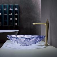 China Modern Faceted Shape Glass Bathroom Sink OEM Purple Wash Basin for sale