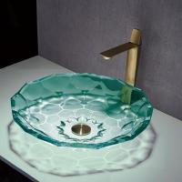 China Clear Bathroom Glass Wash Basin Green Color Latest Style OEM for sale