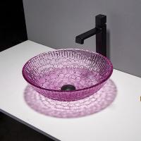 China 395mm Crystal Wash Basins Round 130mm Purple Bathroom Bowl Basin for sale